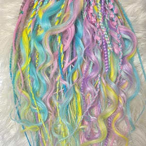 Rainbow Dreadlocks With Curly Ends | Pastel Festival Hair - Etsy