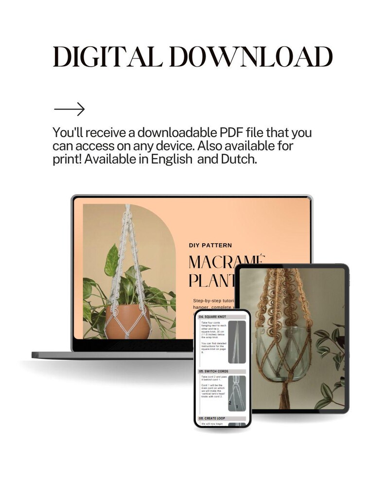 PDF Macrame Plant Hanger Pattern - DIY Digital Download - Step by Step ...