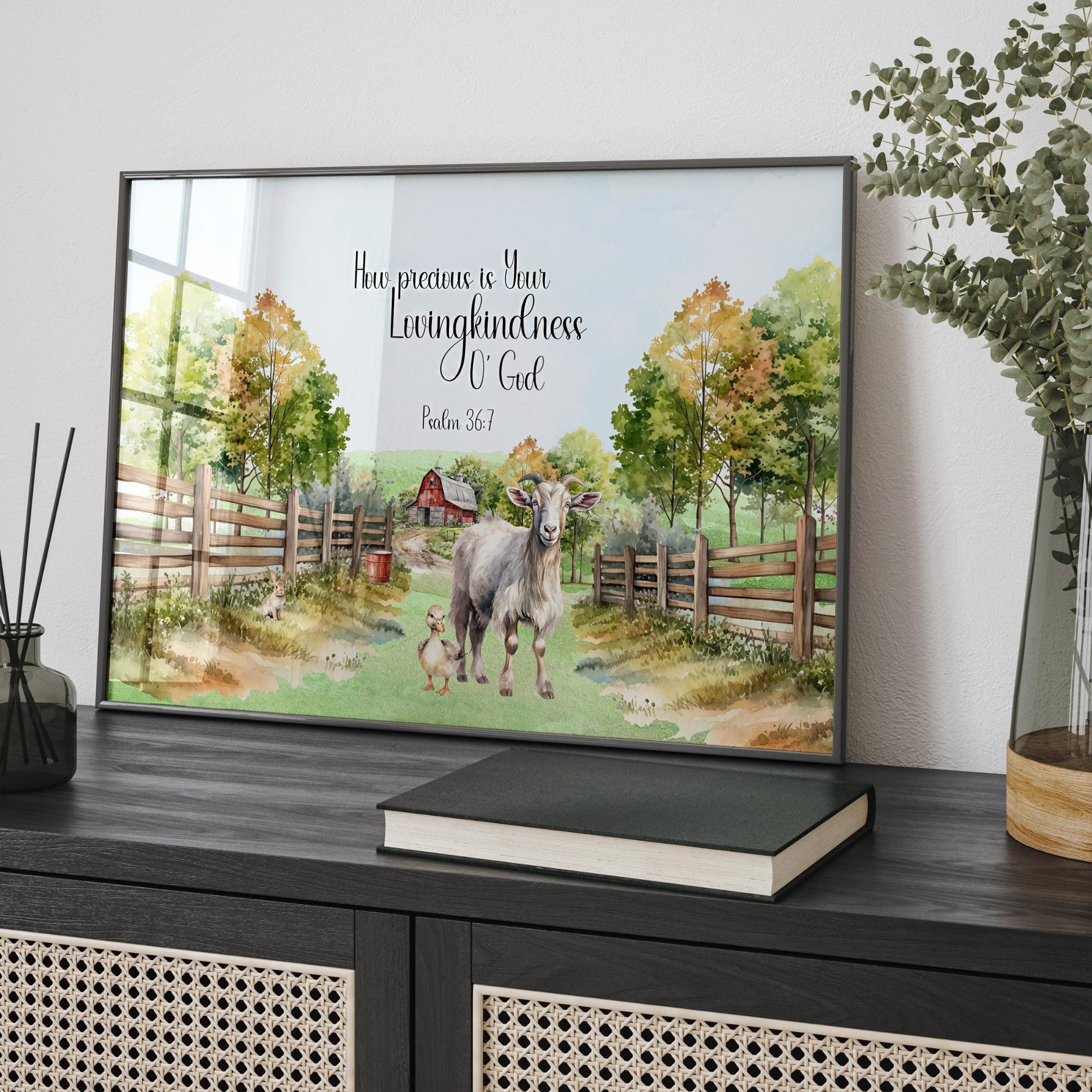 Psalm 36:7 Goat Farm Christian Art Print (digital Download) - Etsy