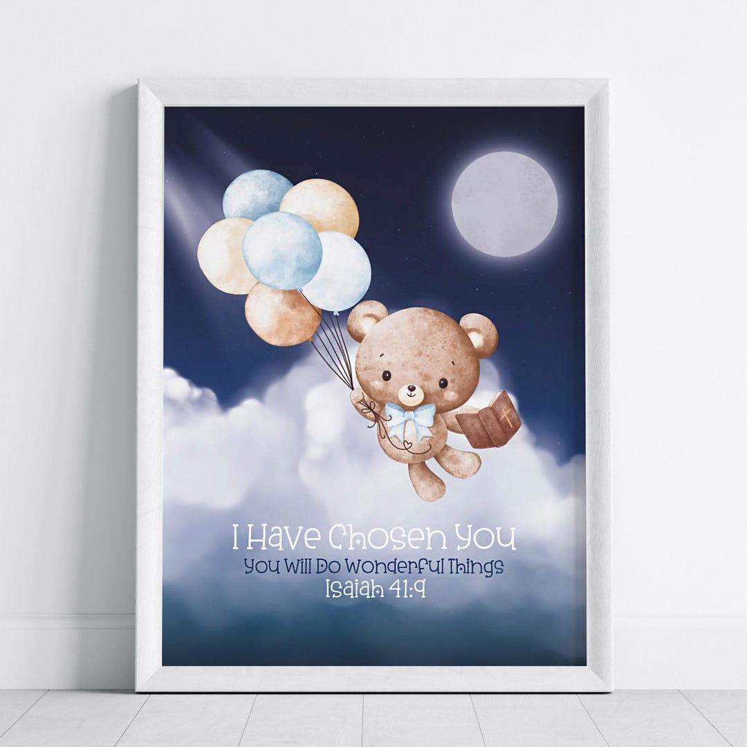 I Have Chosen You Wall Art, Cute Teddy Bear Wall Art, Christian Kids ...