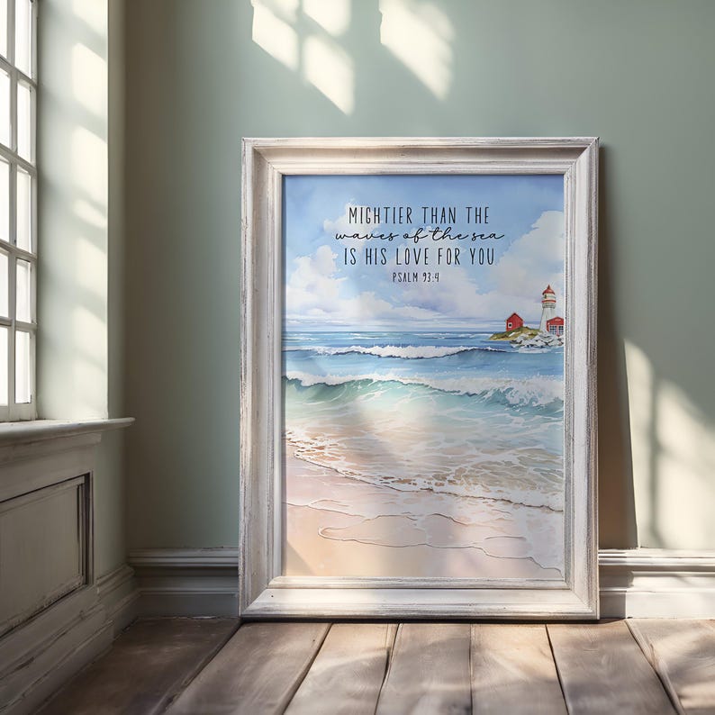 Christian Wall Art, Ocean Lighthouse Printable Art, Digital Download ...