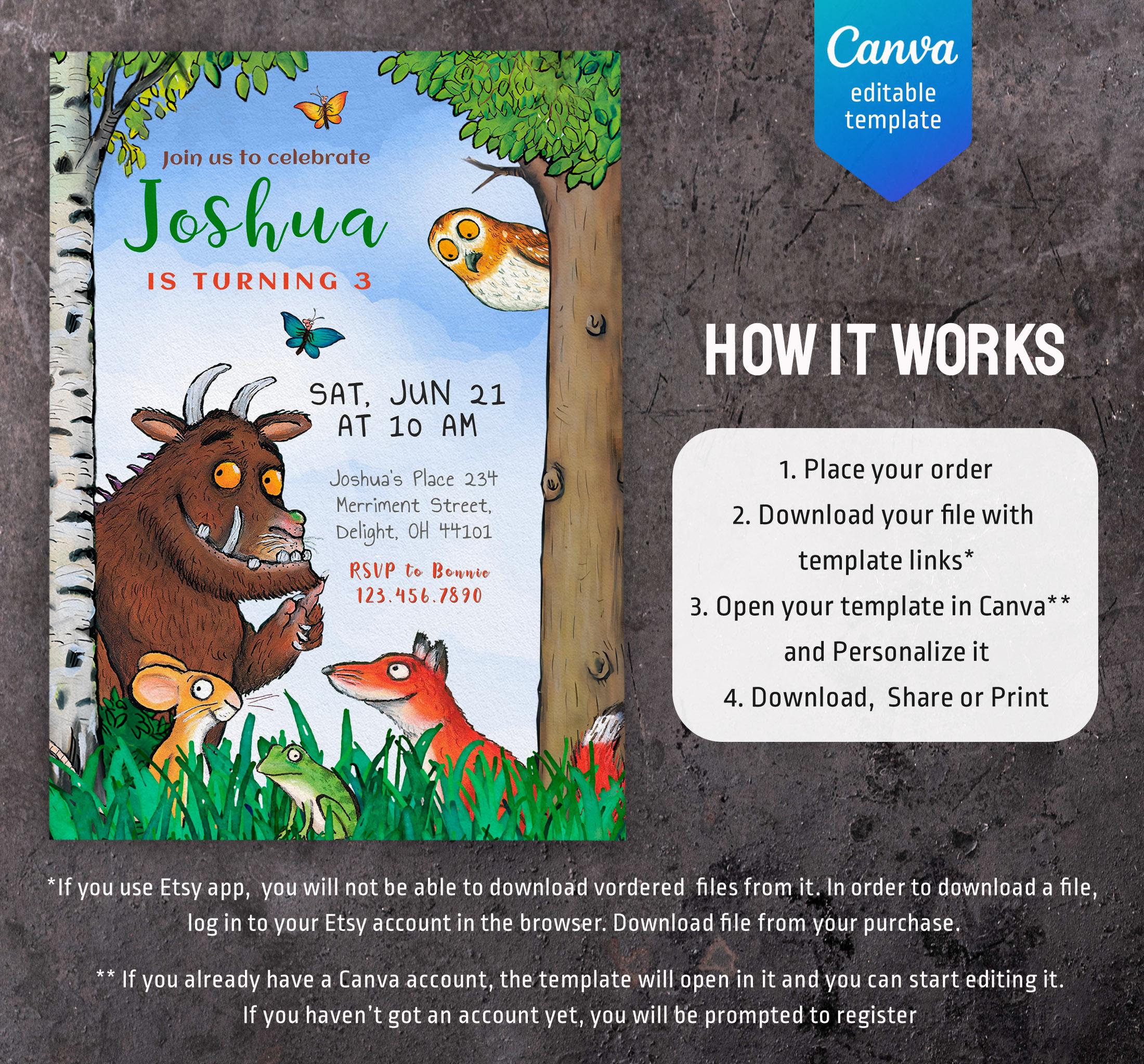 Printable Birthday Invitation, Storybook Invitation, Party Invite ...