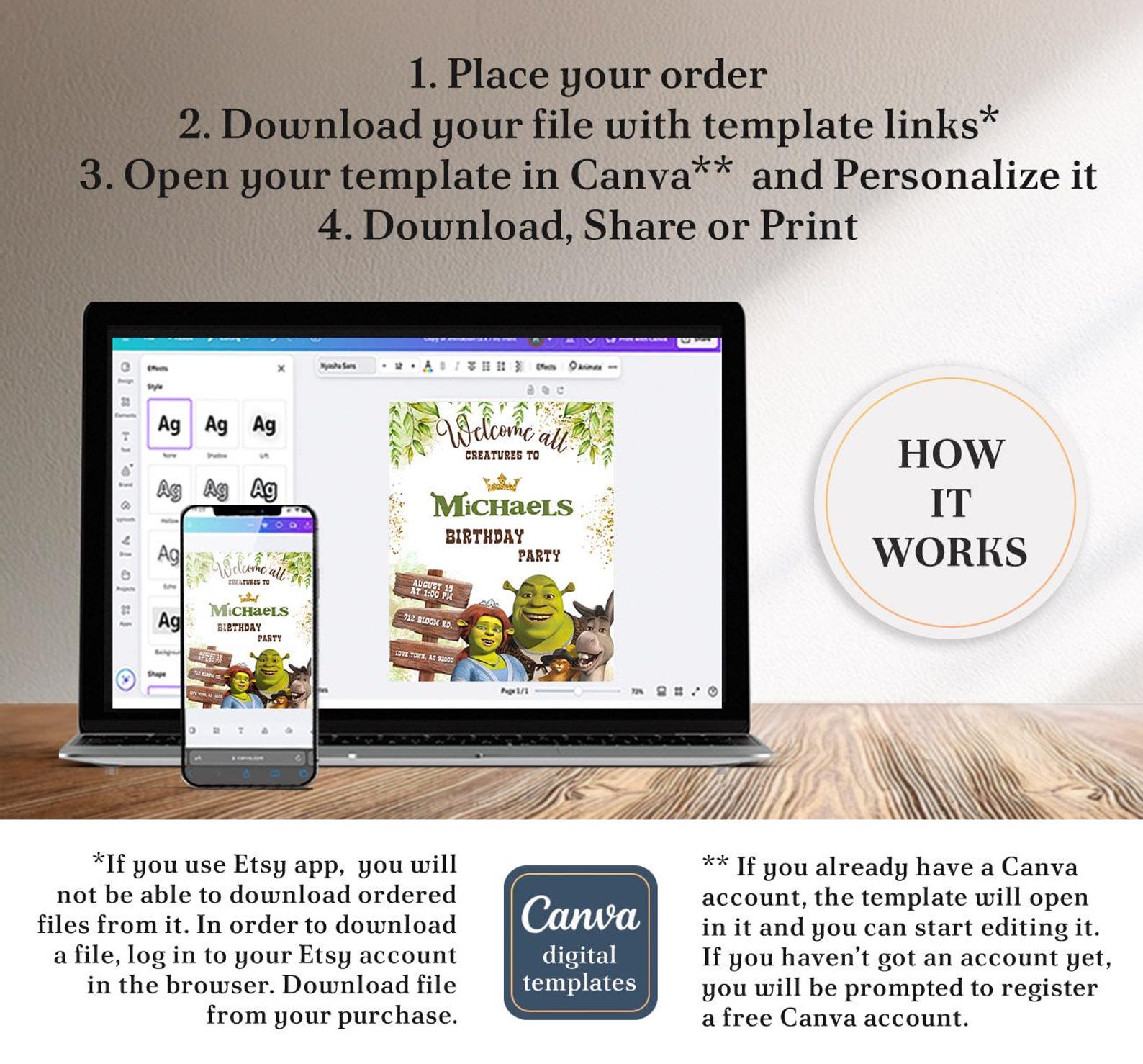 Shrek Welcome In, Shrek Welcome Sign, Printable Editable Party ...