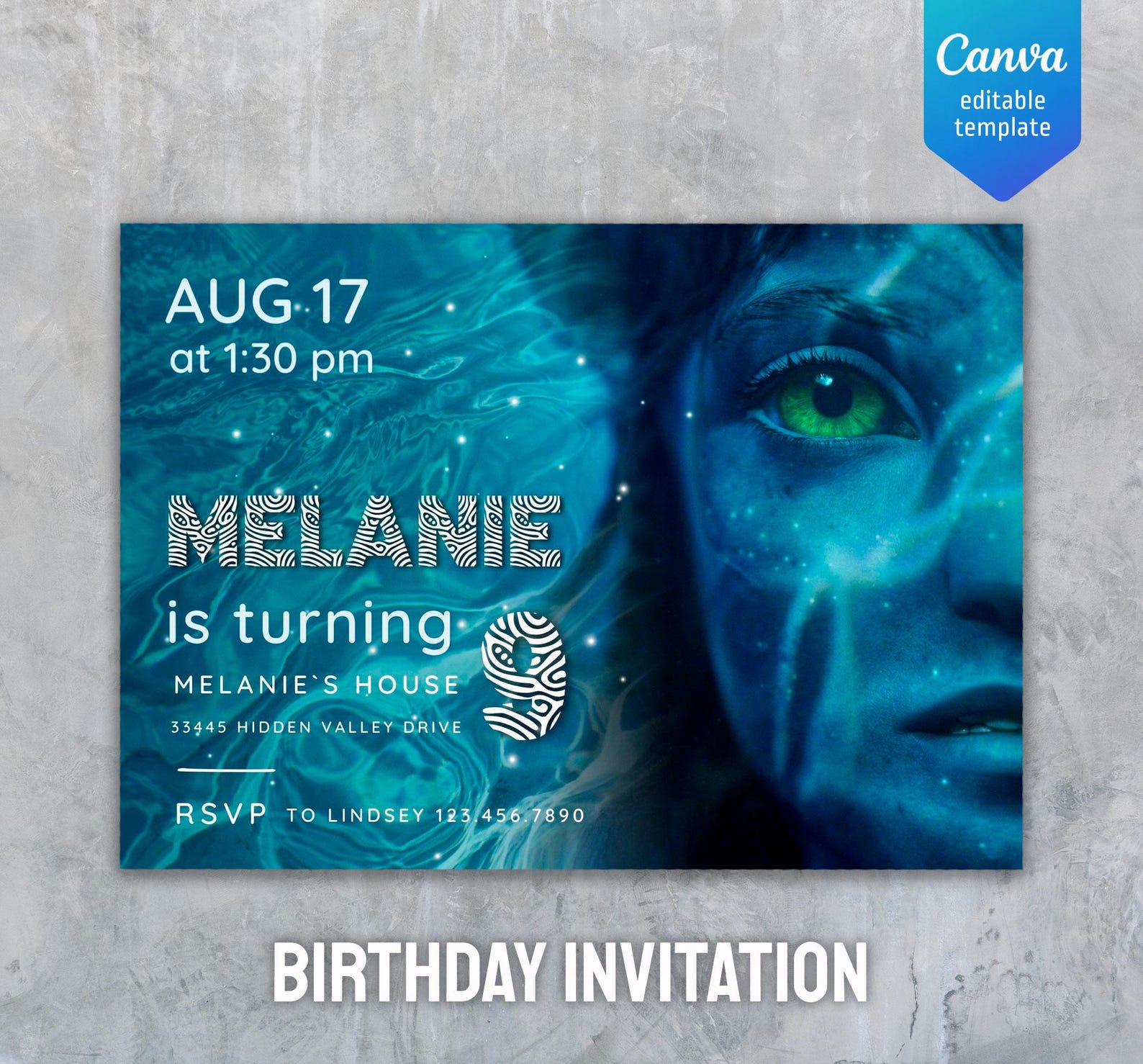 Avatar 2 Editable Invitation, Pandora Printable Birthday Invite, Avatar ...