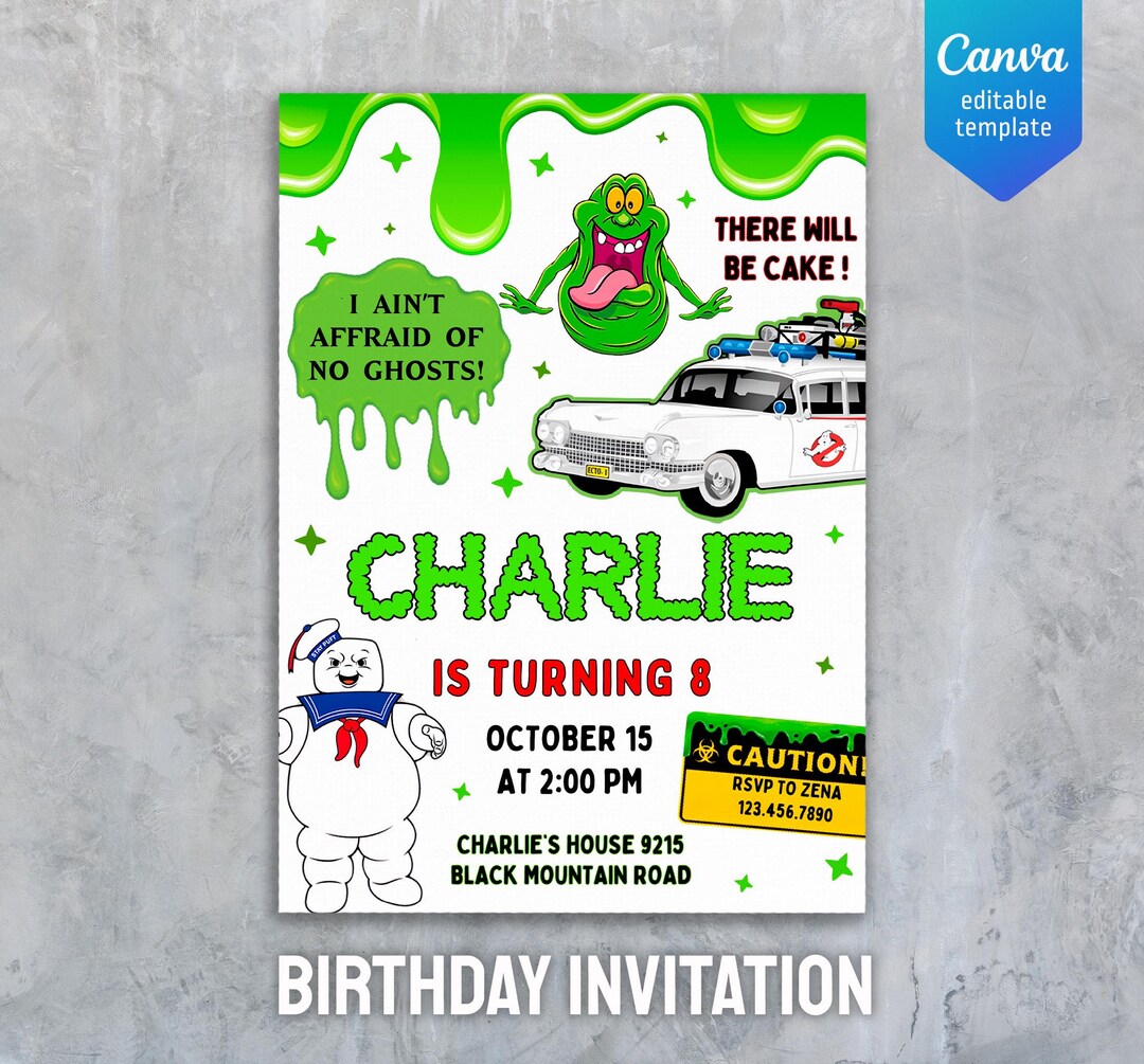 Ghostbusters Birthday Invitation, Printable Editable Invite, Frozen ...
