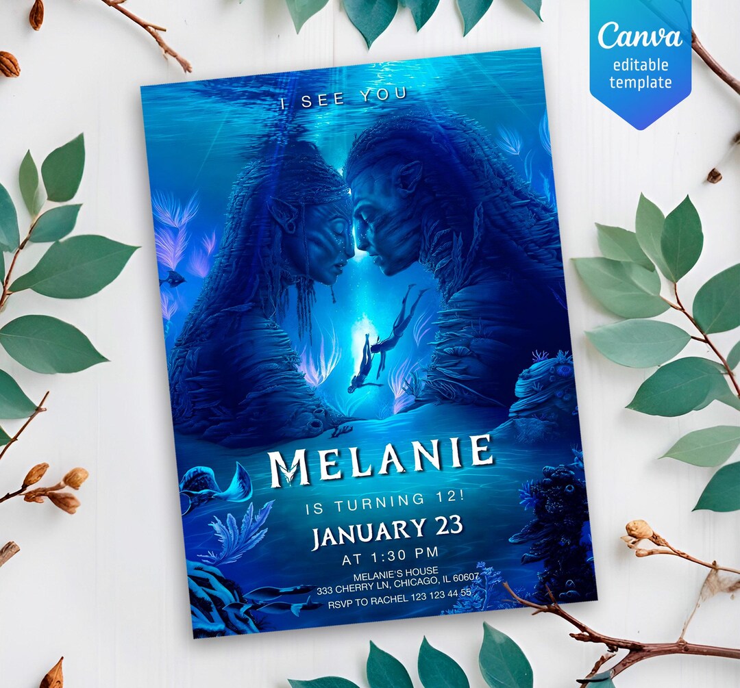 Avatar 2 Editable Invitation, Pandora Printable Birthday Invite, Avatar ...