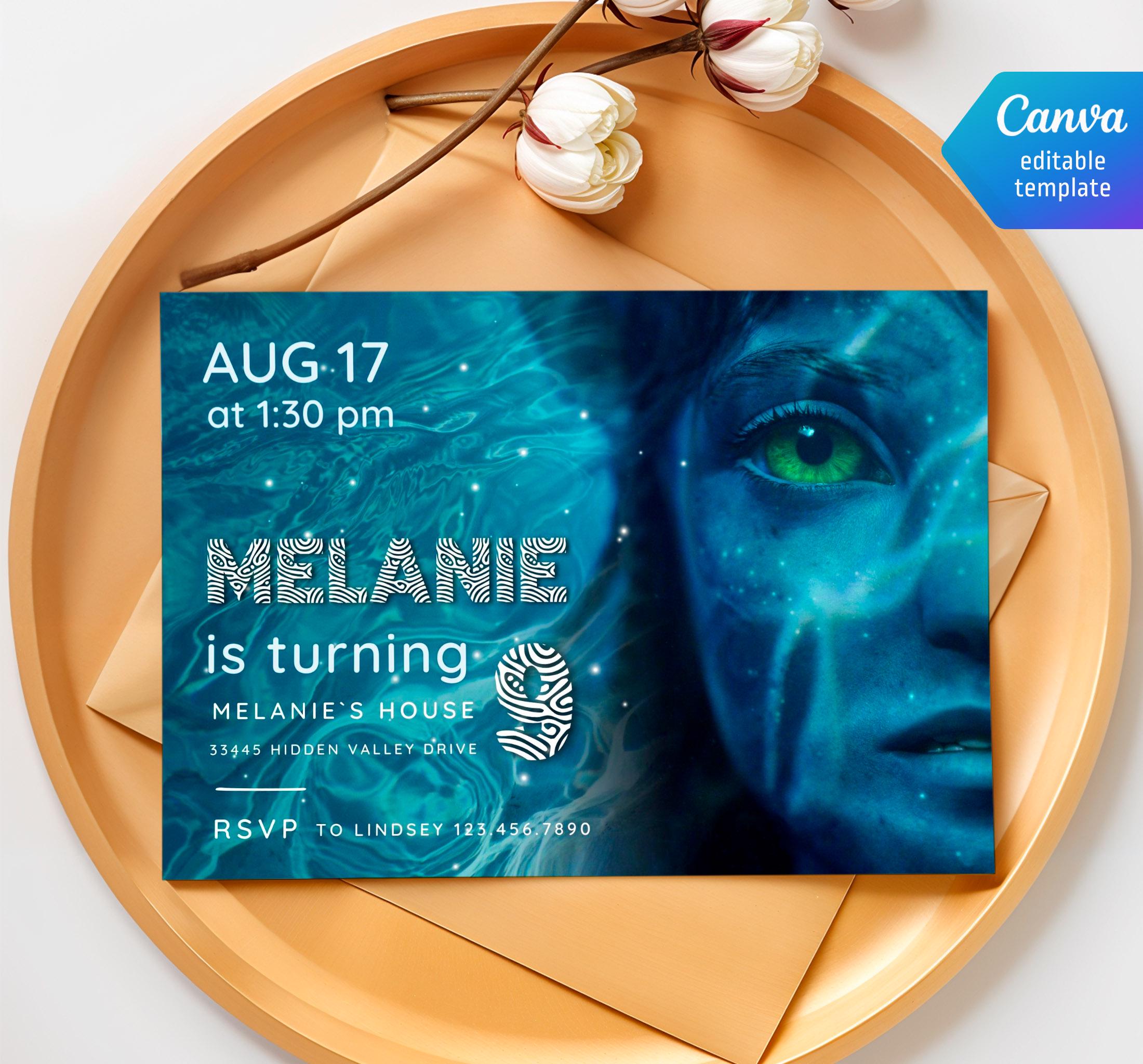 Avatar 2 Editable Invitation, Pandora Printable Birthday Invite, Avatar ...
