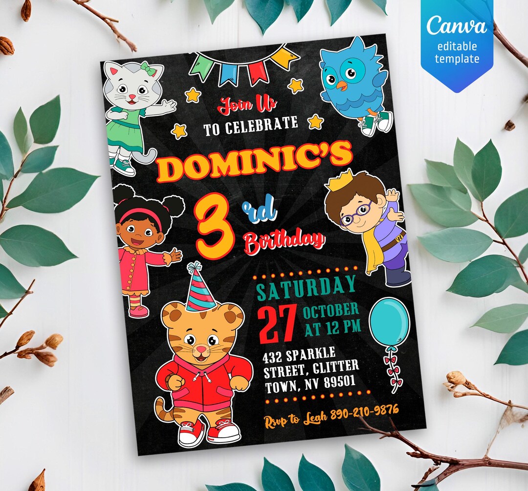 Daniel's Tiger Neighborhood Birthday Invitation, Printable Editable ...