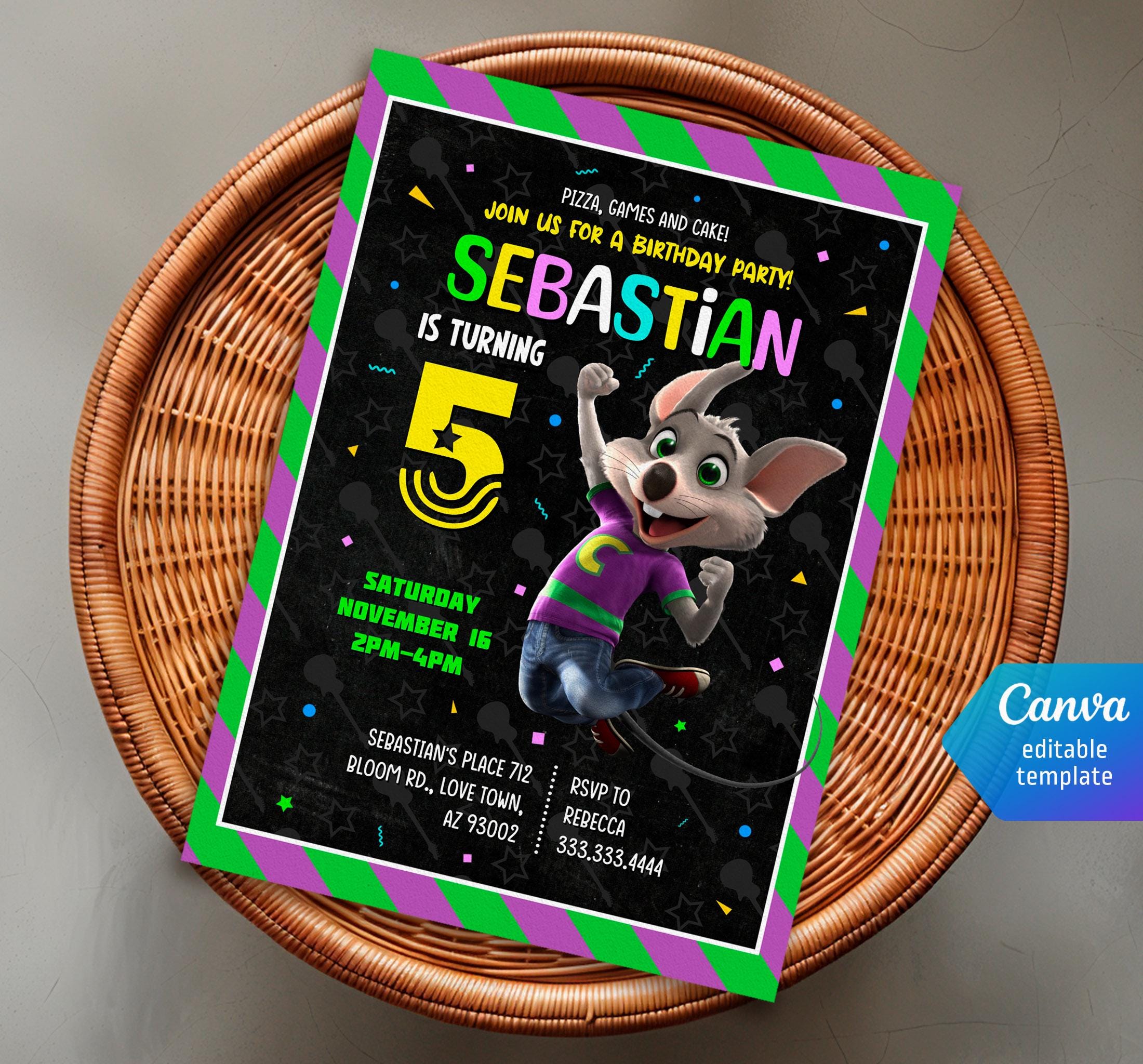 Chuck-e-cheese Editable Invitation, Printable Birthday Invite, Mouse ...
