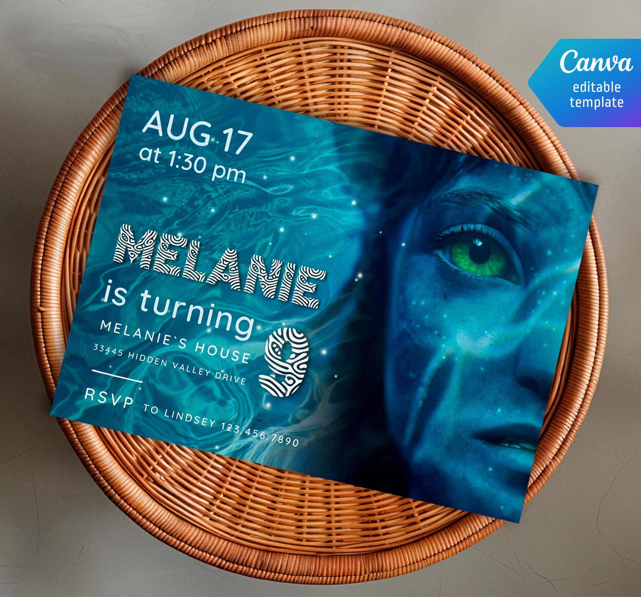 Avatar 2 Editable Invitation, Pandora Printable Birthday Invite, Avatar ...