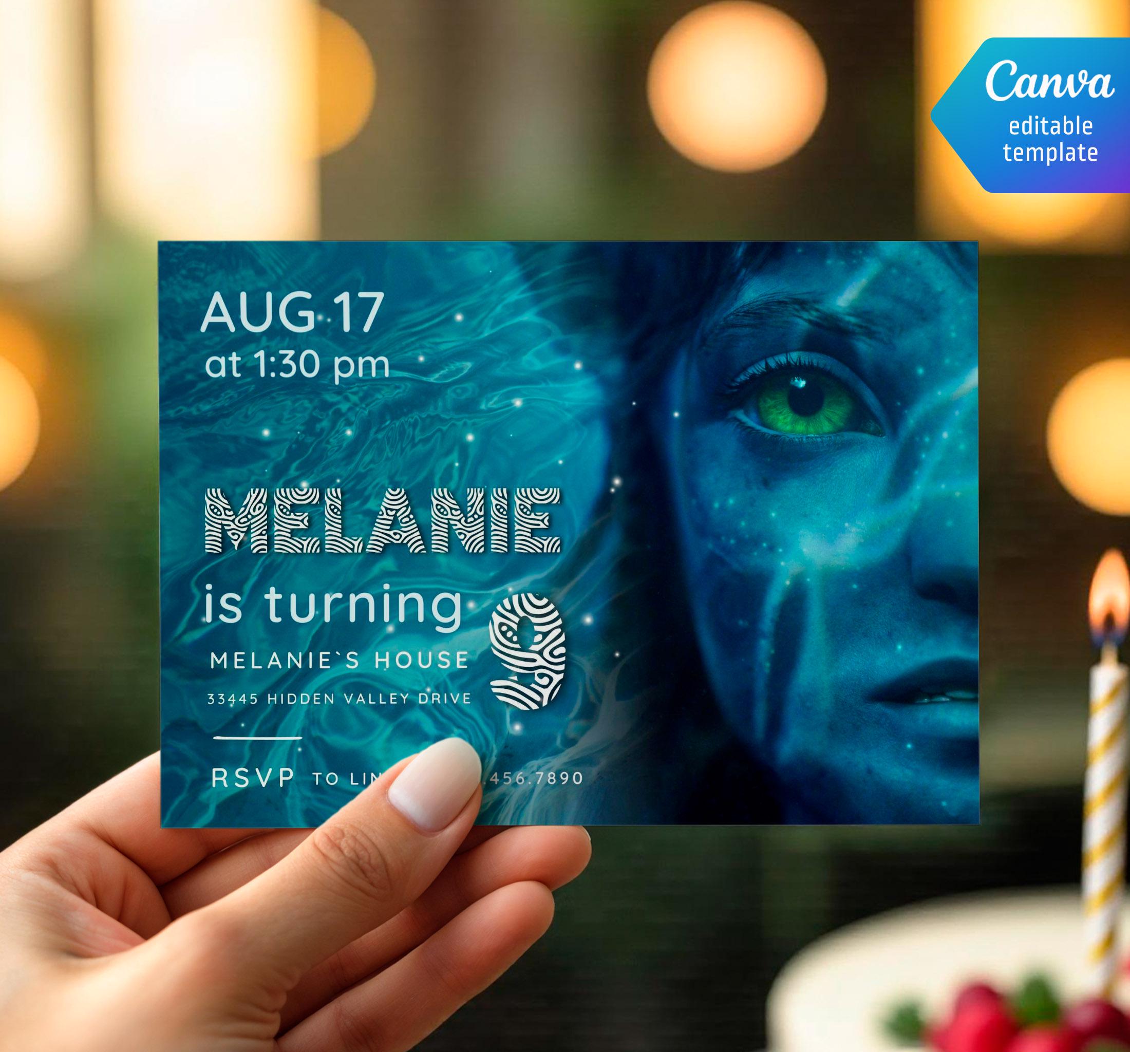 Avatar 2 Editable Invitation, Pandora Printable Birthday Invite, Avatar ...