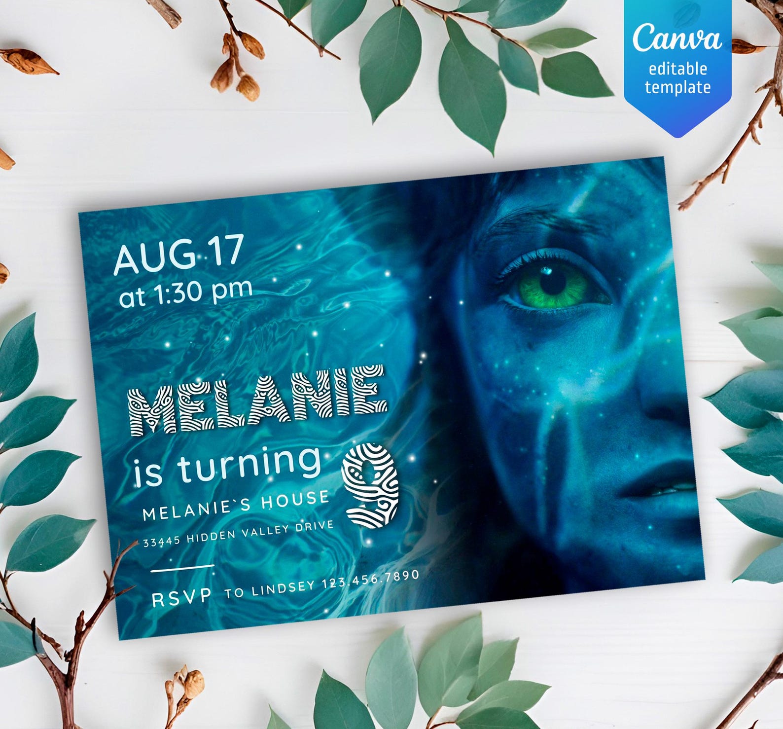 Avatar 2 Editable Invitation, Pandora Printable Birthday Invite, Avatar ...