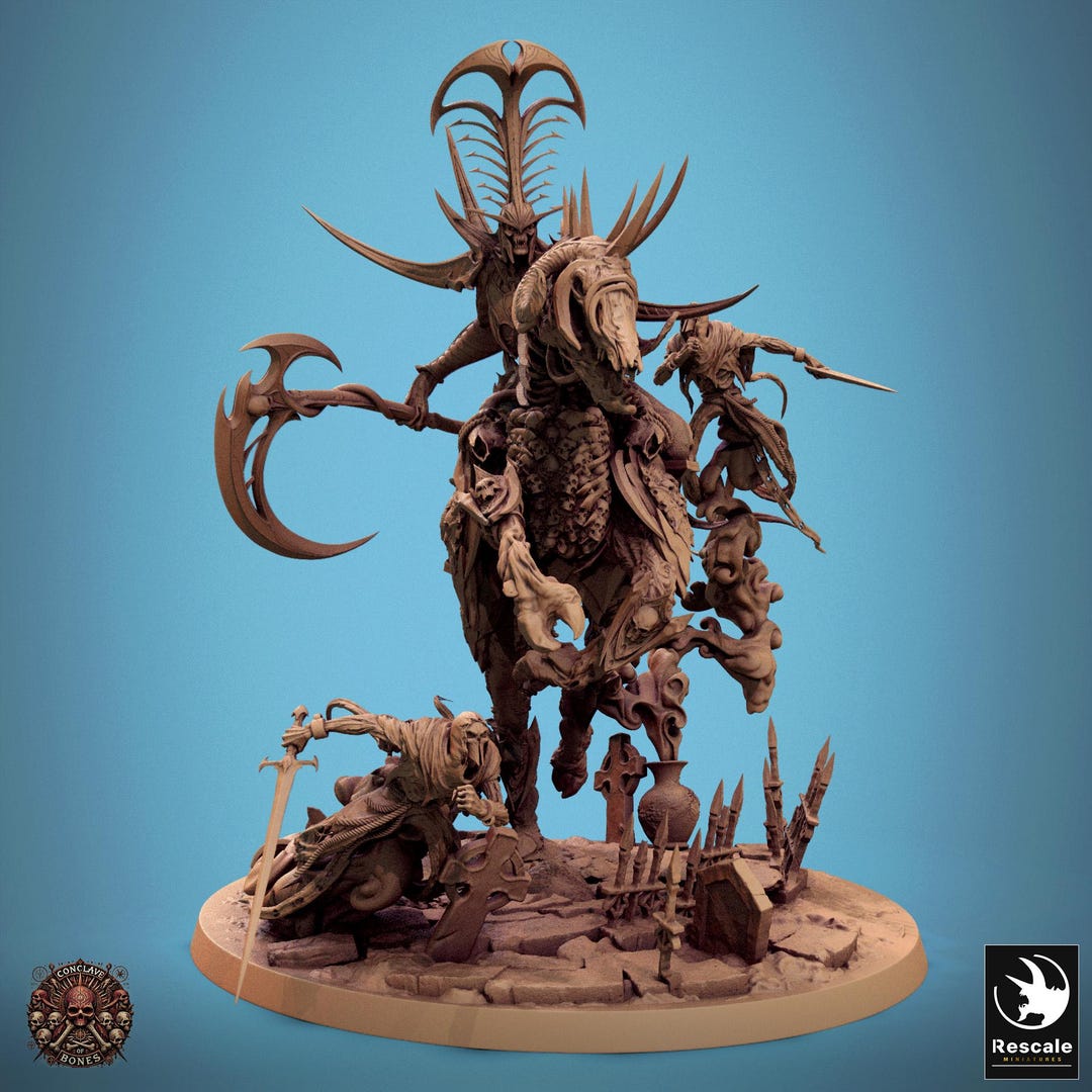 Velkaran Wraith Rider | Conclave of Bones | Rescale Miniature | 120mm X ...