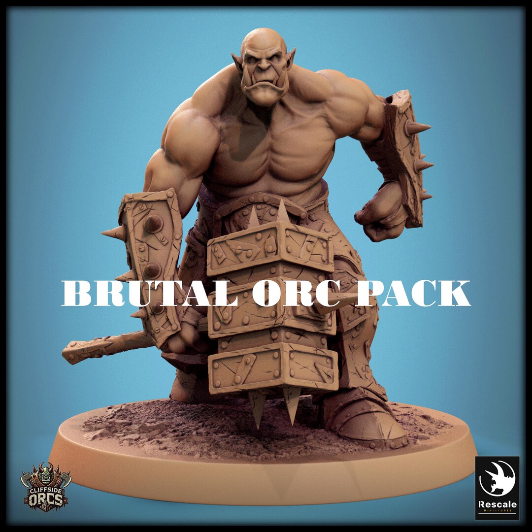 Brutal Orc Cliffside Orcs Rescale Miniature Base 40mm and 75mm Support ...