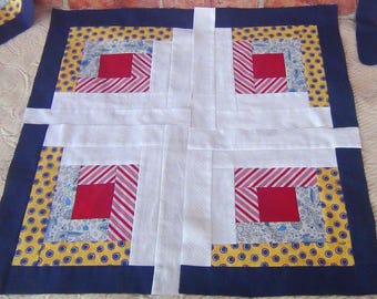 12 HUGE Big Already Pieced Handmade Log Cabin Quilt Top Blocks ...