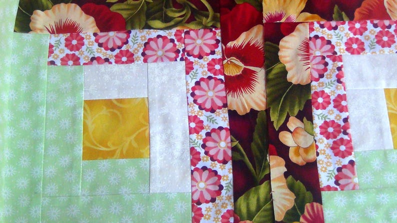 12 HUGE Already Pieced Unfinished Handmade Log Cabin Quilt Top Blocks ...