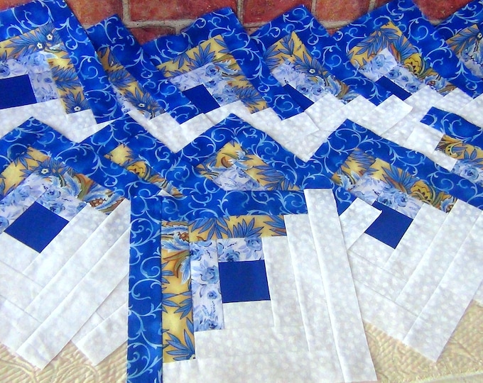 12 HUGE Big Already Pieced Handmade Log Cabin Quilt Top Blocks- SOLID ...