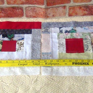 12 HUGE Already Pieced Handmade Big Large Log Cabin Quilt Top Blocks- Scrappy Country Patchwork ...