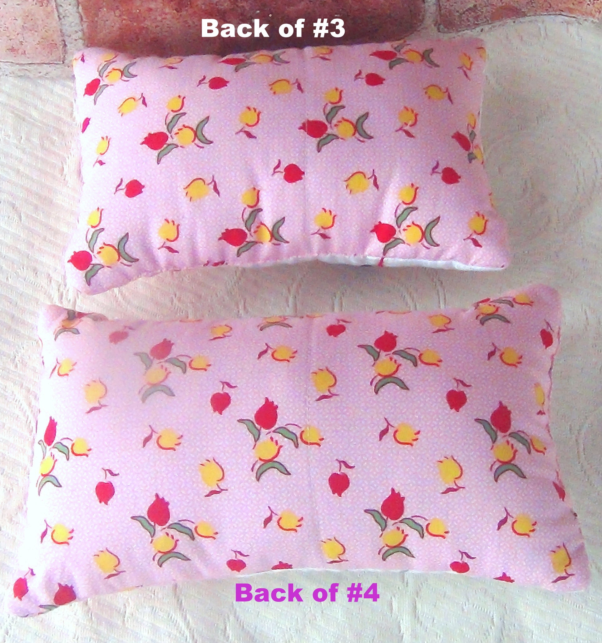 Appliqued Yo Yo Stuffed Pillows Hand Embroidery Ladybug- Bouquet ...