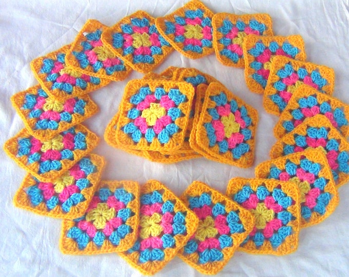 Crochet 25 Big Crocheted Granny Squares - Spring in the Caribbean ...