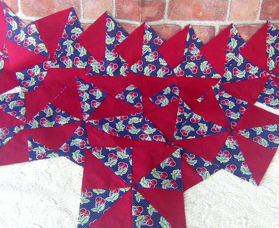 12 Already Pieced Handmade BIG Pinwheels Quilt Top Blocks- 9 1/4 Inch ...
