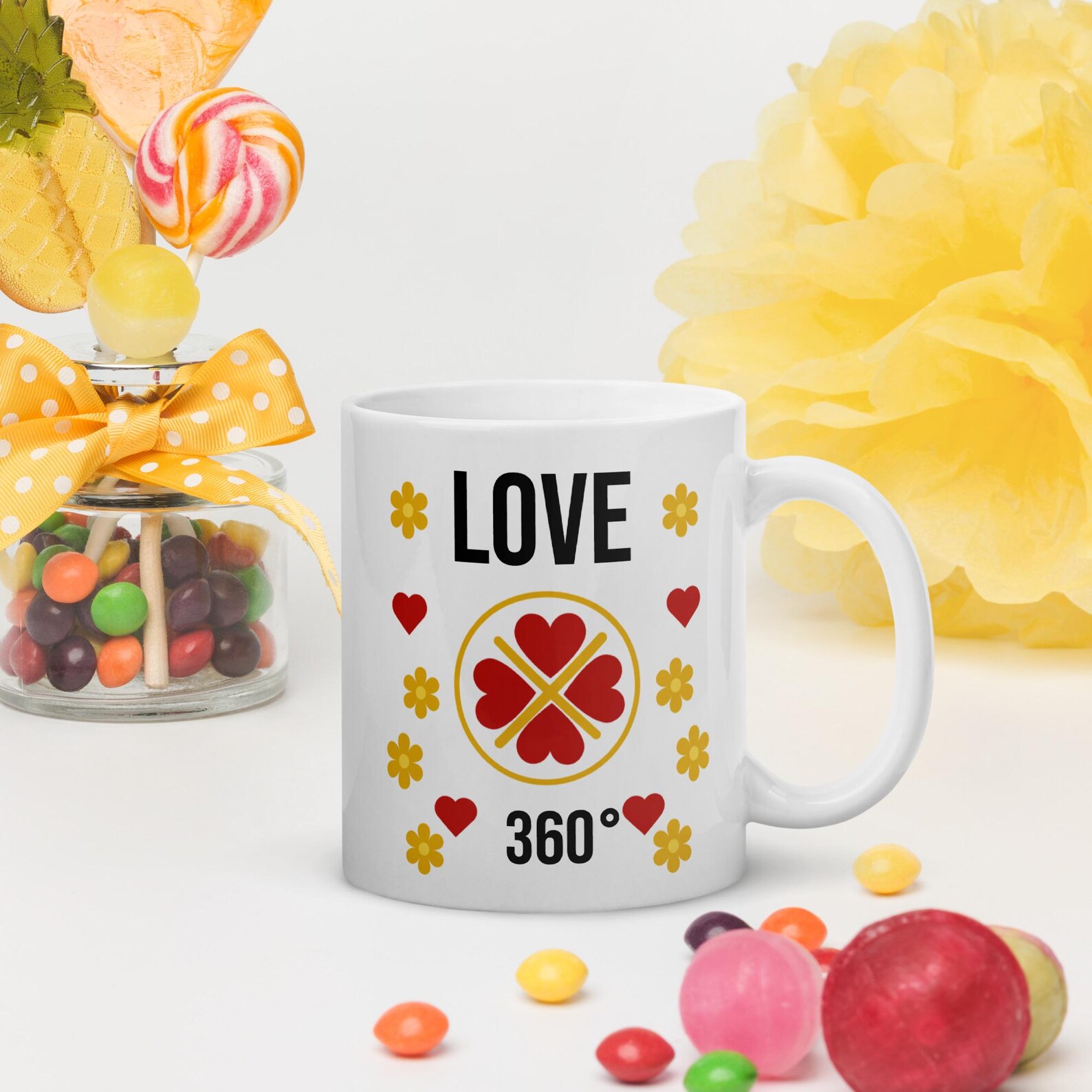 White Glossy Love 360 Mug Love Mug Design Mug Gift Idea Love White Mug ...