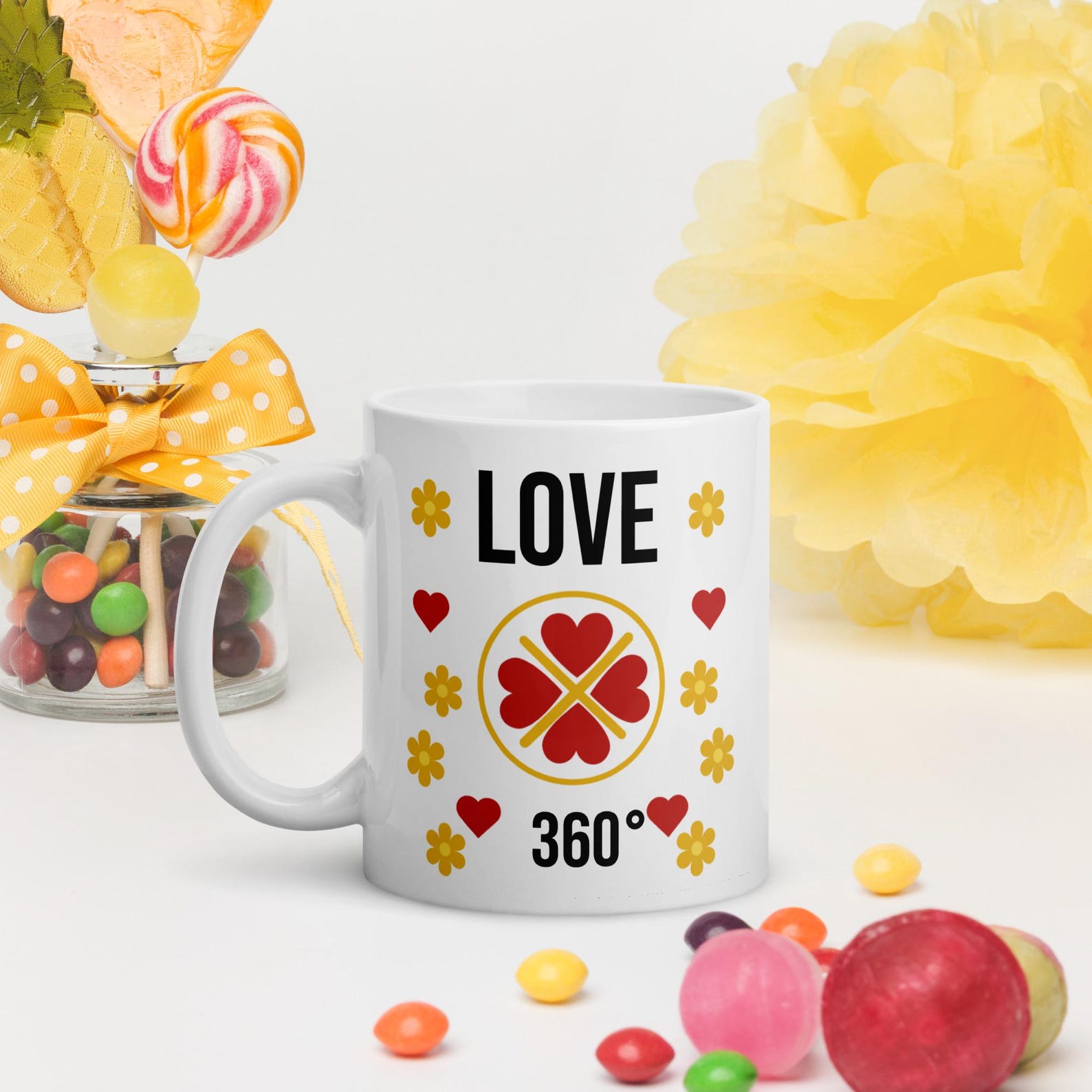White Glossy Love 360 Mug Love Mug Design Mug Gift Idea Love White Mug ...