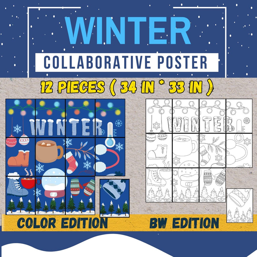 Winter Collaborative Coloring Poster Art January Bulletin Board Idea ...