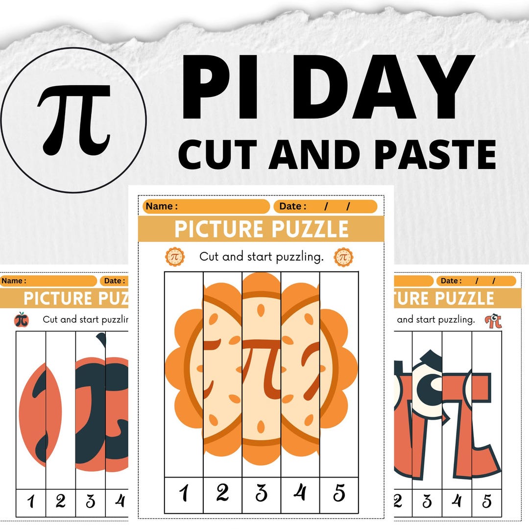 Pi Day Cut and Paste Picture Puzzle Fun Activities for Preschoolers ...