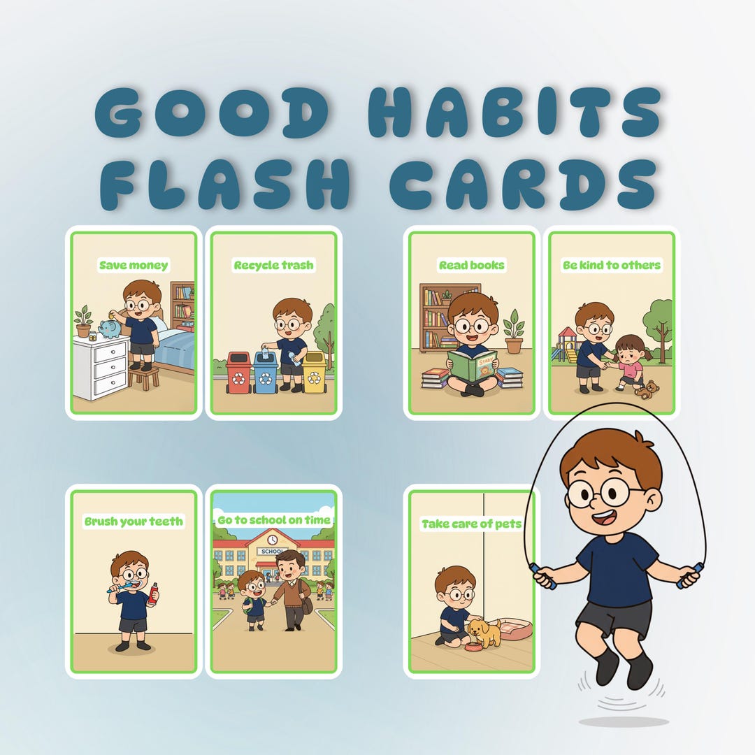 Good Habits Flashcards for Kids - Etsy Canada