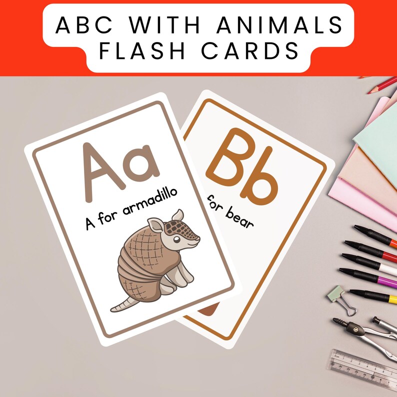 Alphabet With Animals Flashcards, Easy-to-use Flashcards, Fun In-class ...