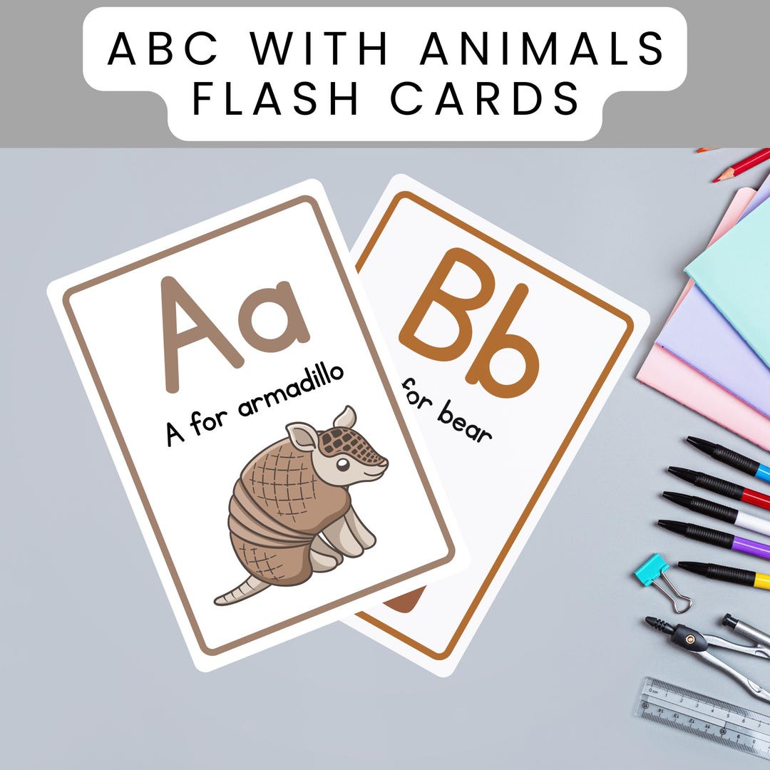Alphabet With Animals Flashcards, Easy-to-use Flashcards, Fun In-class ...