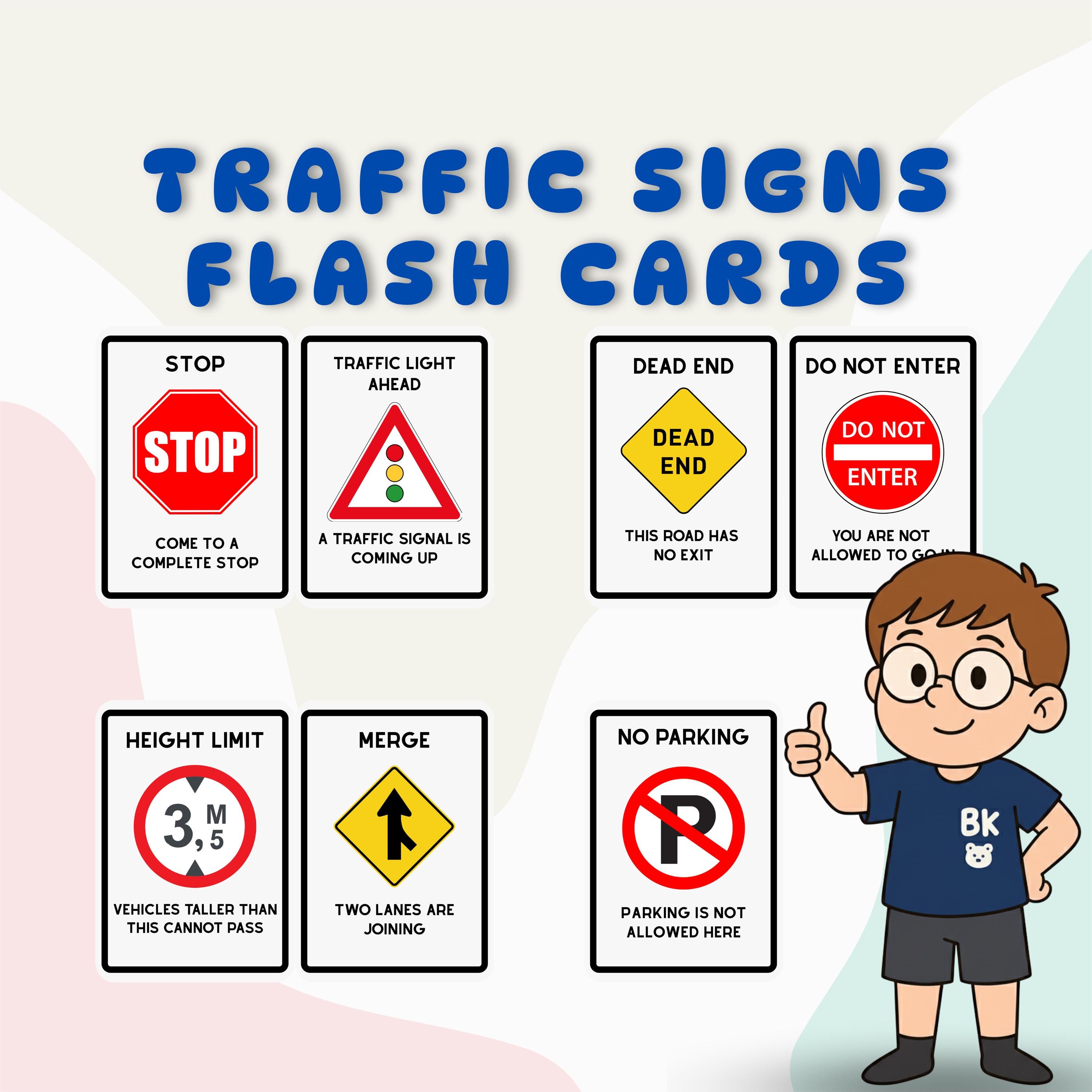 Traffic Signs Flashcards for Kids - Etsy