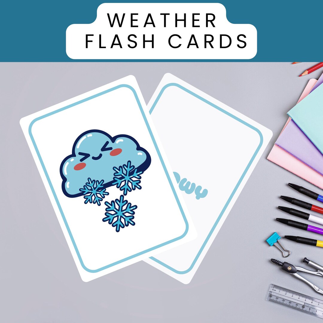 Weather Conditions |19 Flash Cards | Weather Montessori Cards | Fun ...
