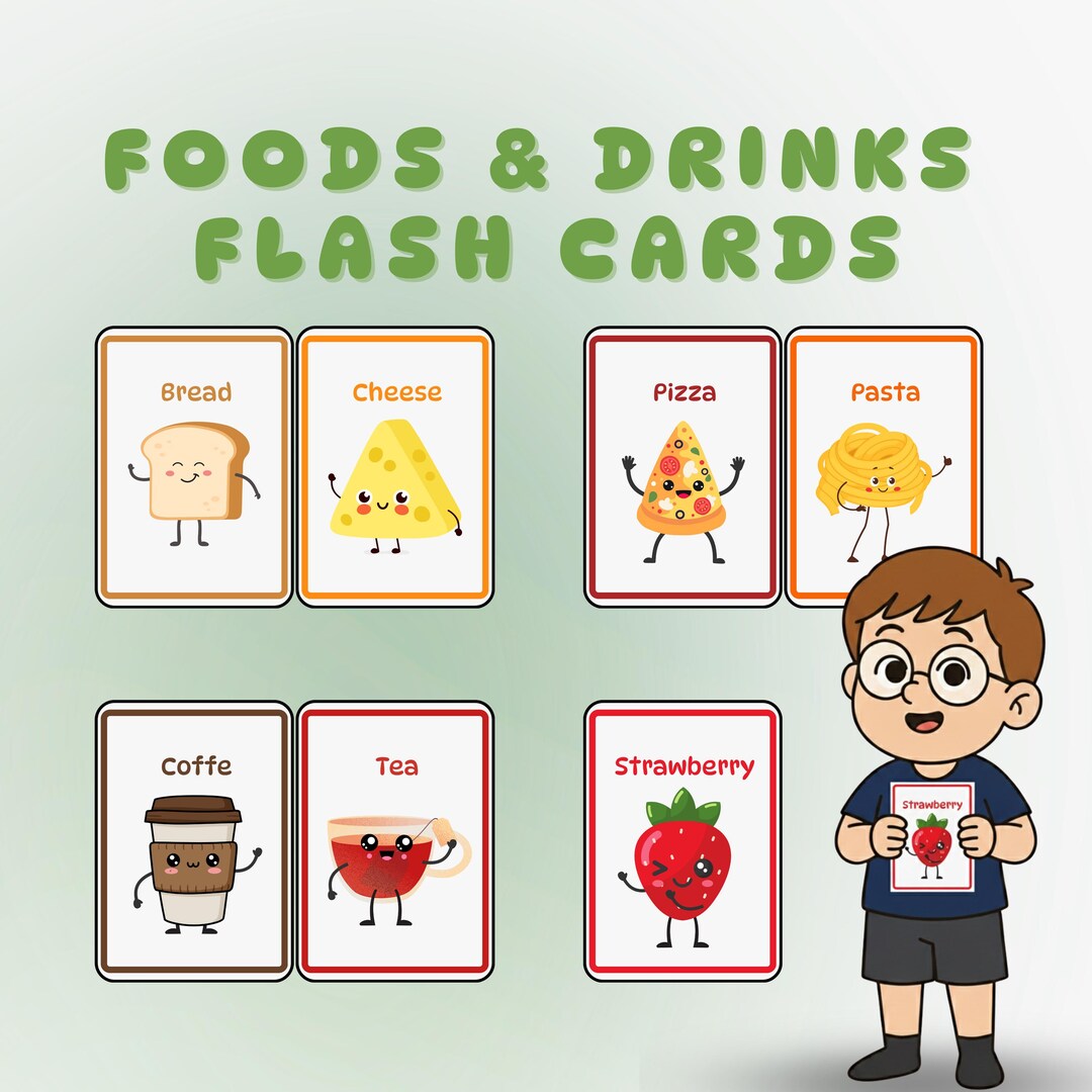 Foods & Drınks Flashcards for Kids - Etsy
