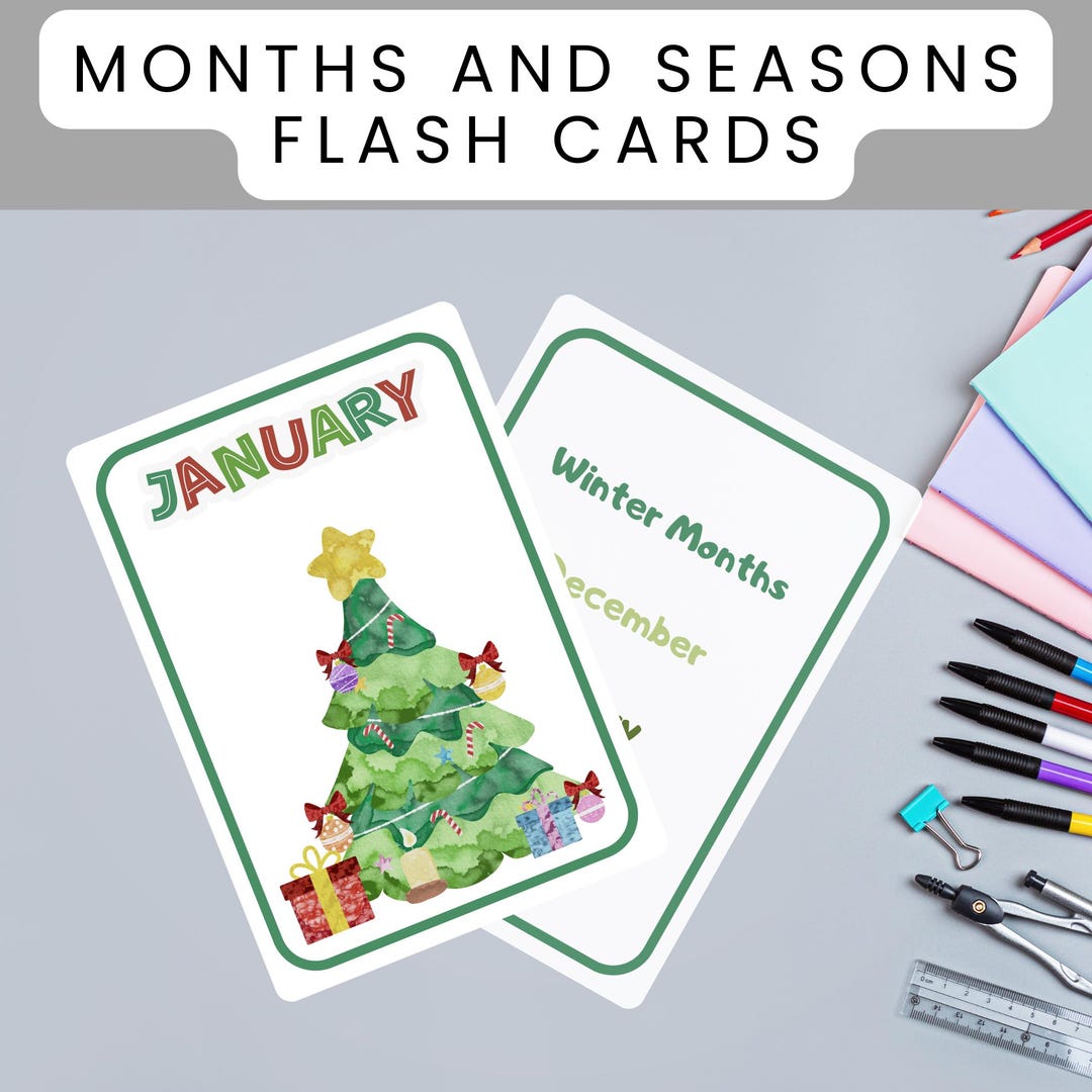Months & Seasons Flash Cards - Etsy