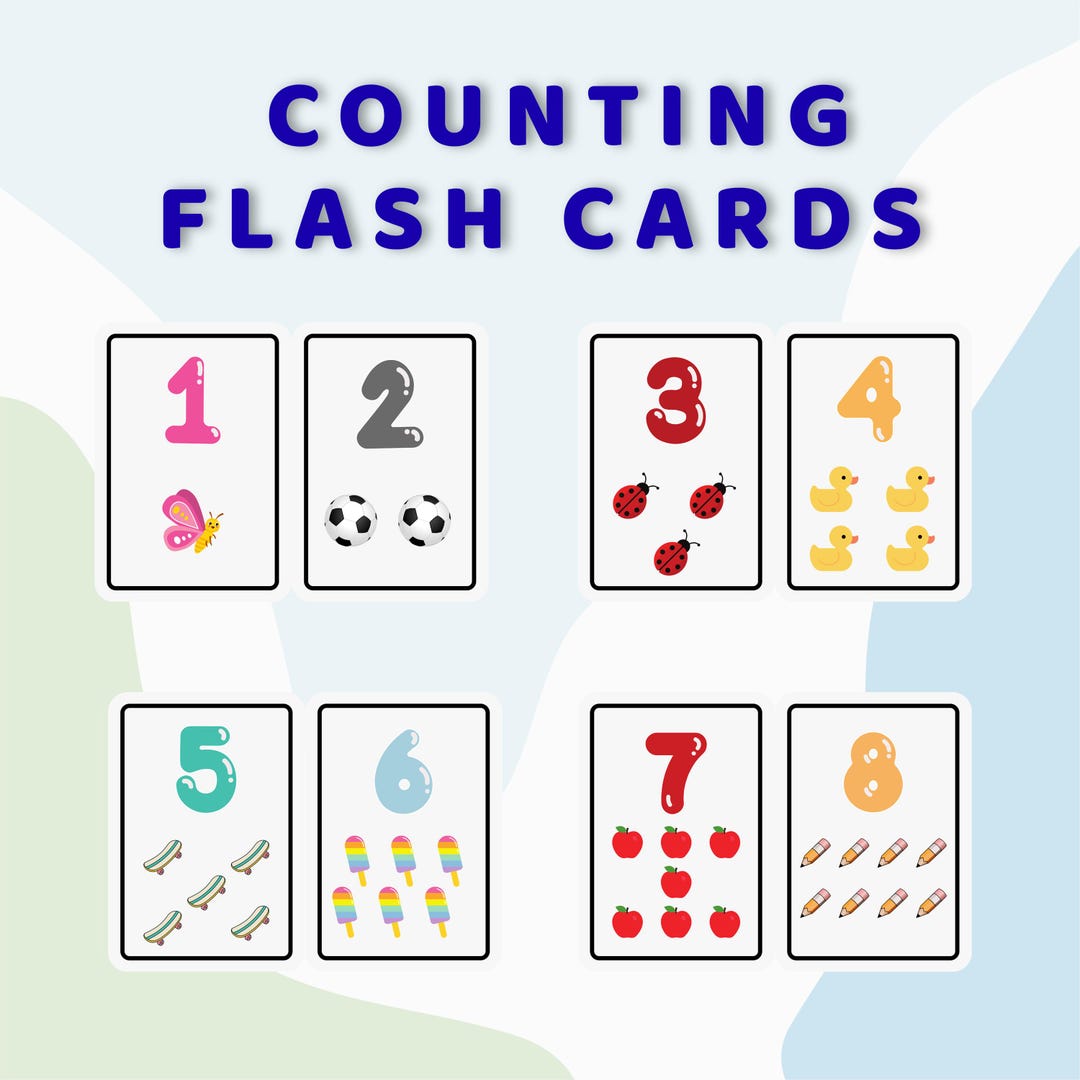 Preschool Number Flashcards Fun With Objects – Counting Flashcards 1–20 ...