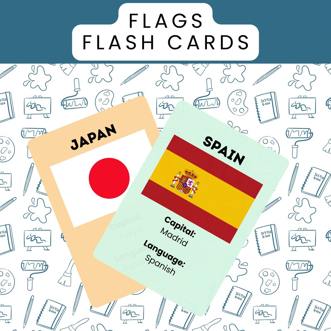 Country Flag Flashcards - Etsy