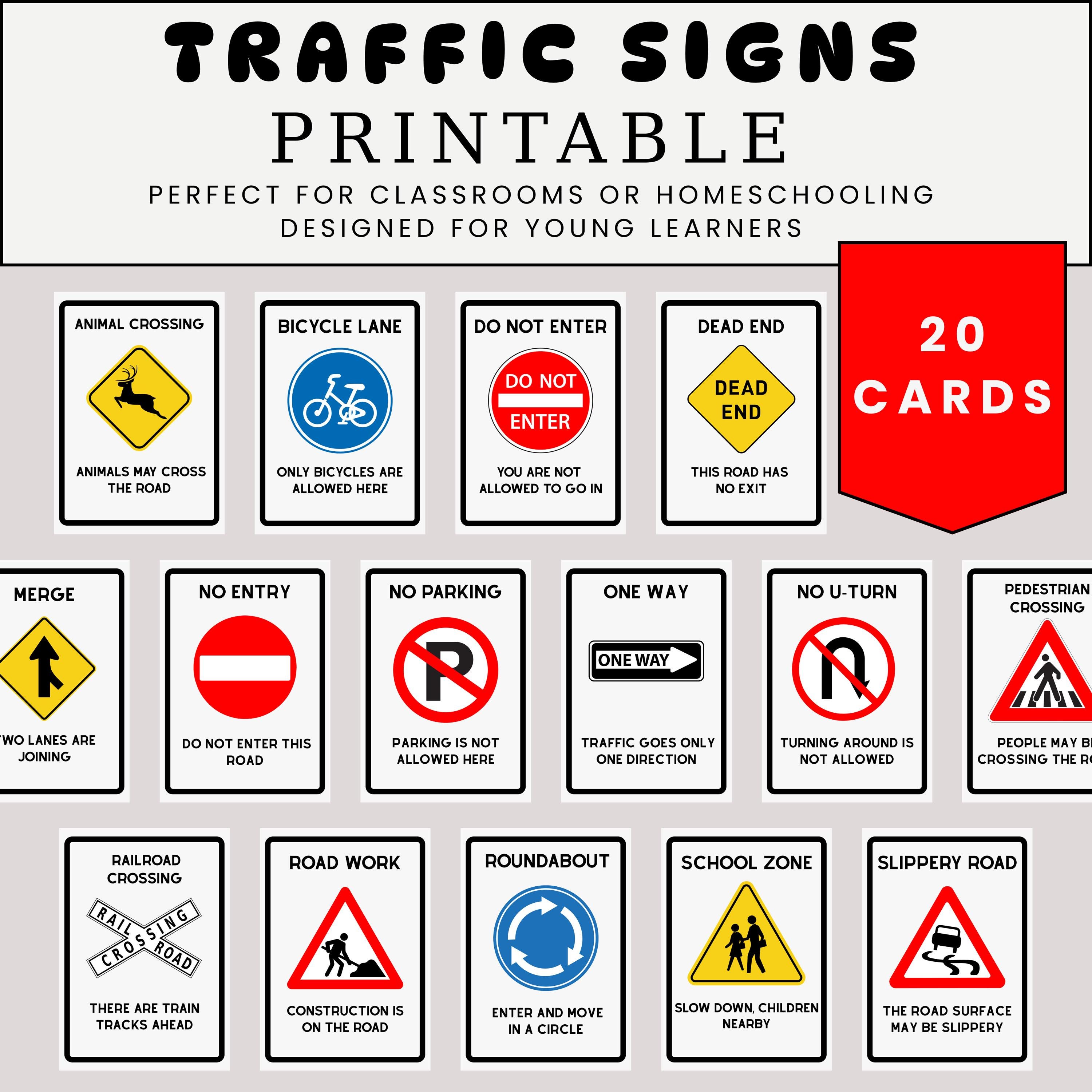 Traffic Signs Flashcards for Kids - Etsy