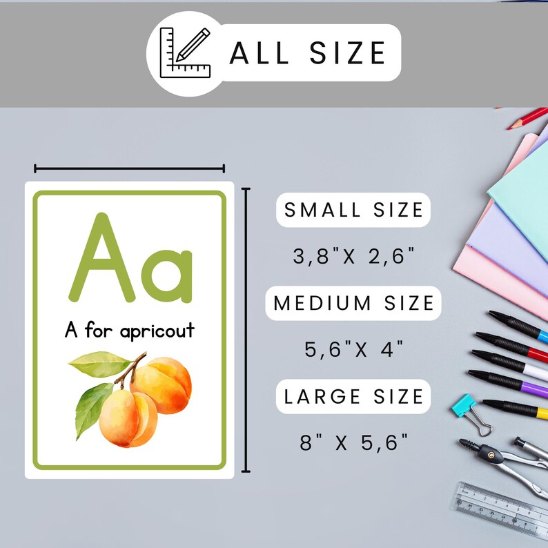 Alphabet With Fruits, Alphabet Learning Cards, Learning the Alphabet ...
