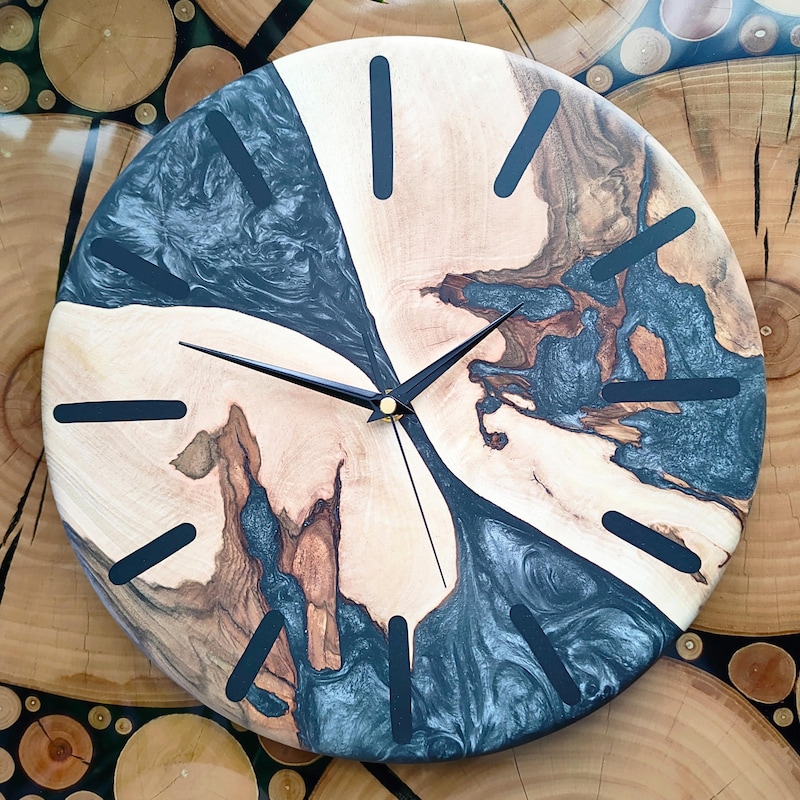 Resin and Wood Clock - Etsy