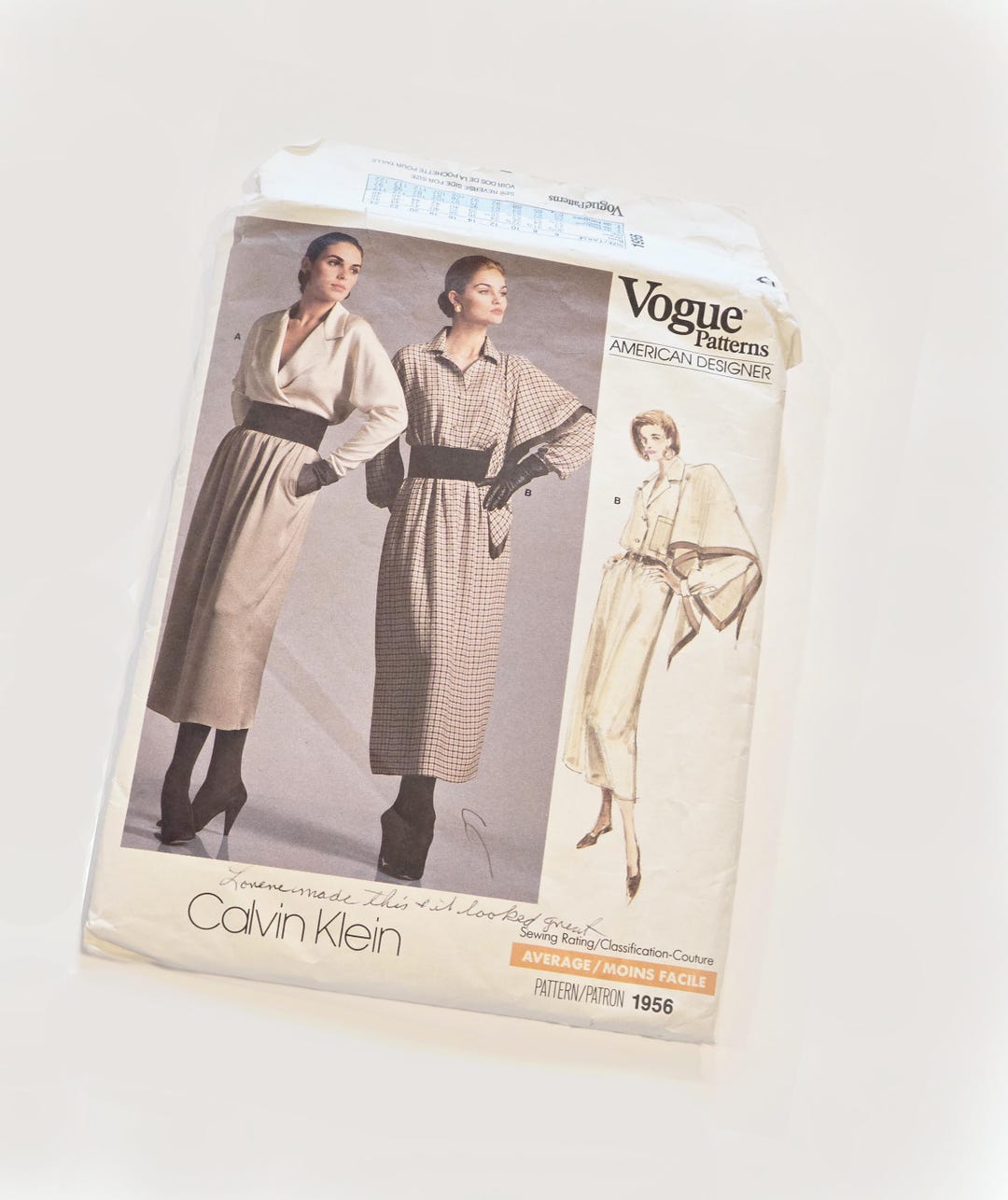 Vintage Calvin Klein Blouse, Skirt & Scarf Sewing Pattern, Vogue 1956 ...