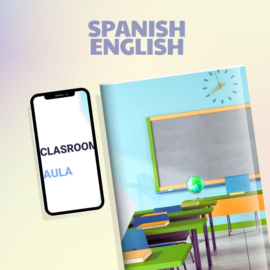 11. English–spanish School Vocabulary – 36 Bilingual Educational Images ...