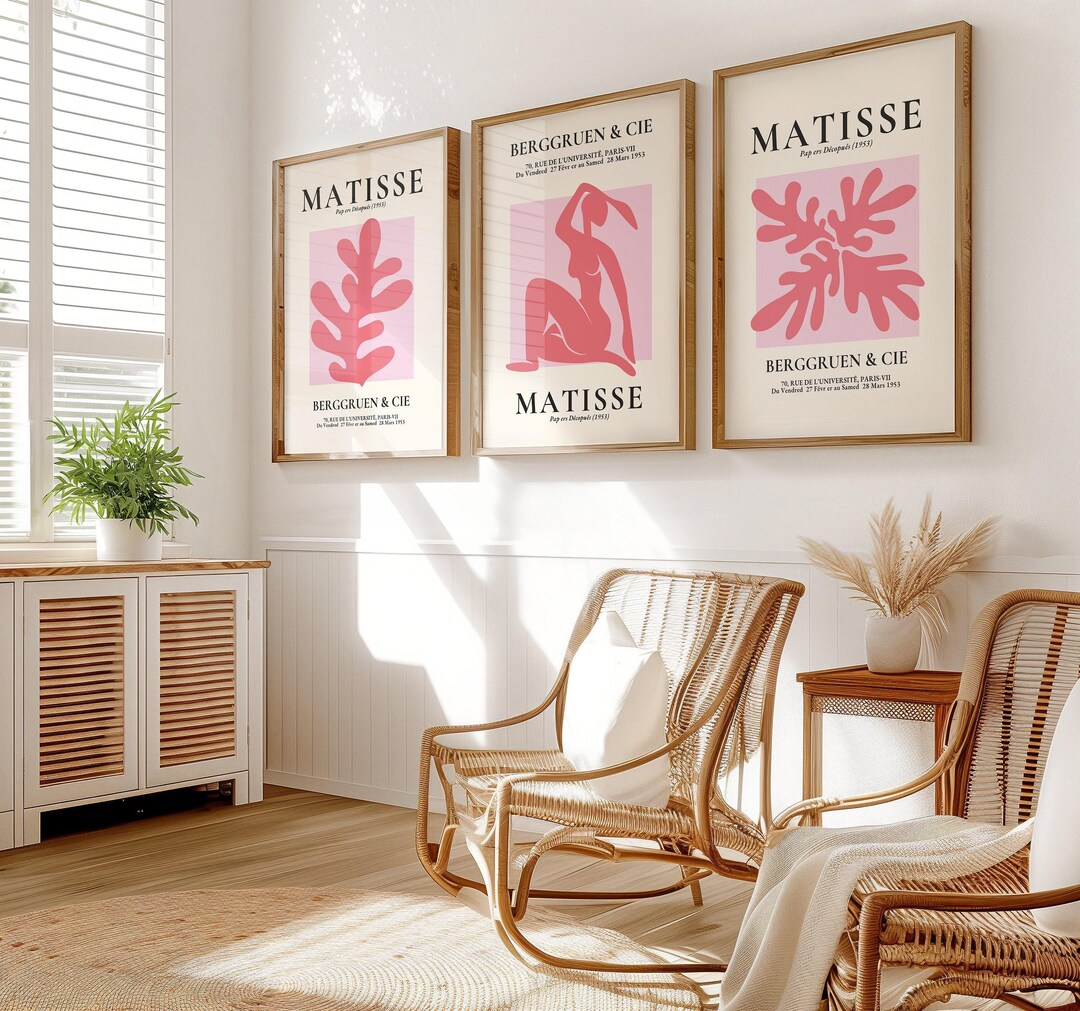 Henri Matisse Poster Set, Pink Cut-out Art, Papiers Découpés, Modern ...