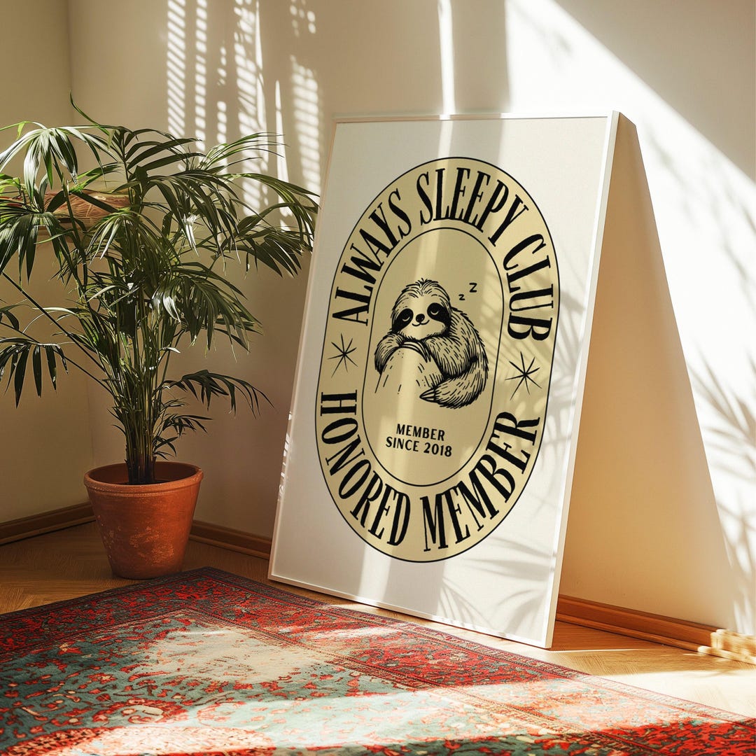 Retro Sloth Poster, Vintage Sloth Wall Art, Nostalgic Decor, Nostalgic ...