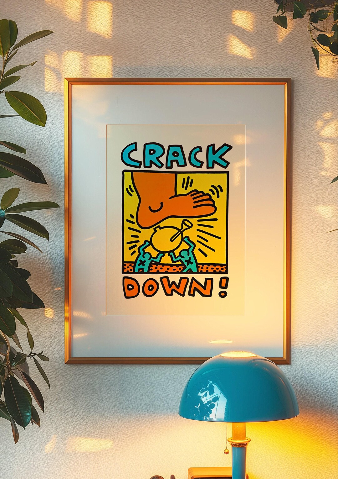 Keith Haring Crack Down Poster, Bold Pop Art Print, Anti-drug Message ...