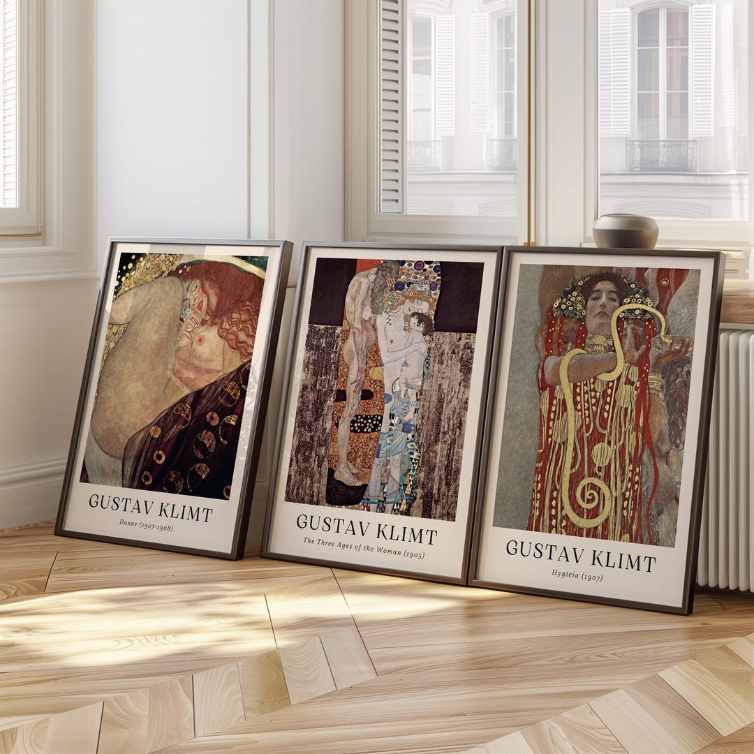 Gustav Klimt Poster Set, Hygeia 1907, the Three Ages of the Woman 1905 ...