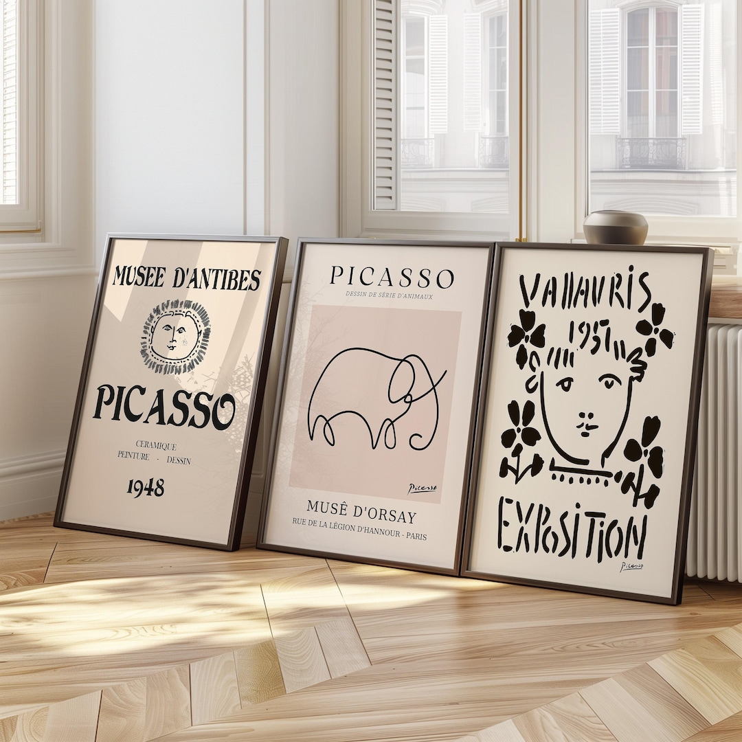 Picasso Black and White Art Set, Minimalist Exhibition Posters ...