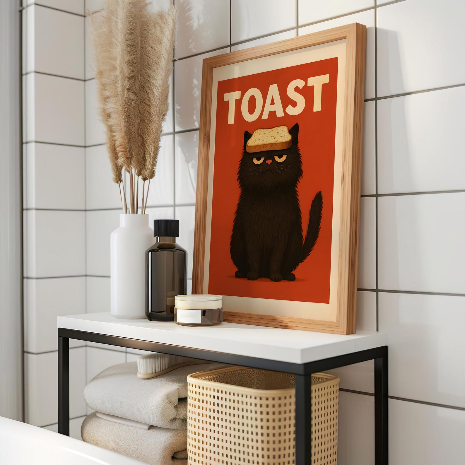 Black Cat Toast Digital Download, Funny Cat Wall Art, Kitchen Cat ...