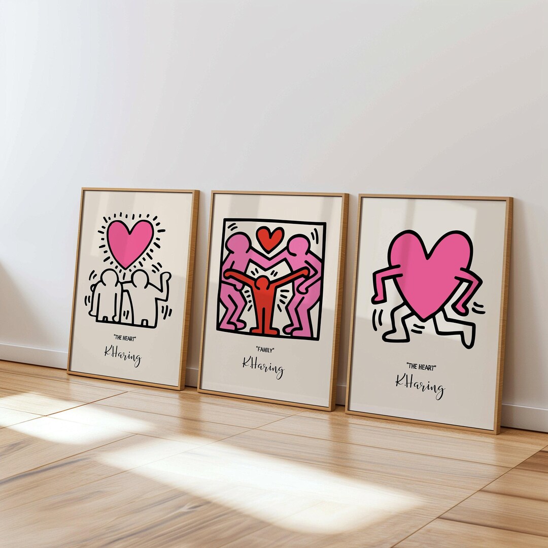 Keith Haring Poster Set, the Heart, Family, Love Wall Art, Iconic 80s ...